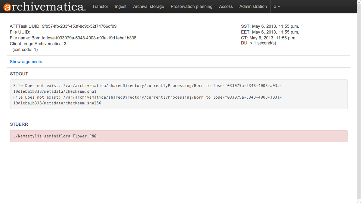 UM error handling - Archivematica