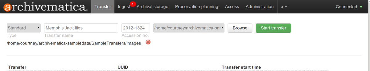 UM transfer - Archivematica