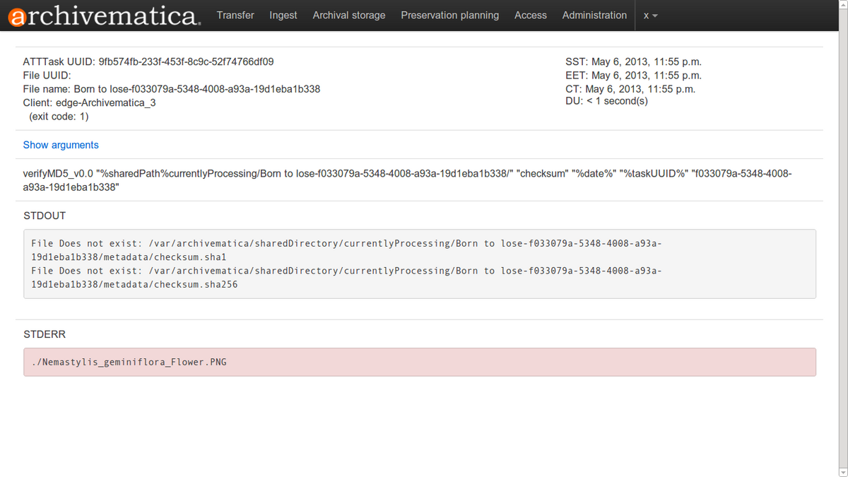 UM error handling - Archivematica