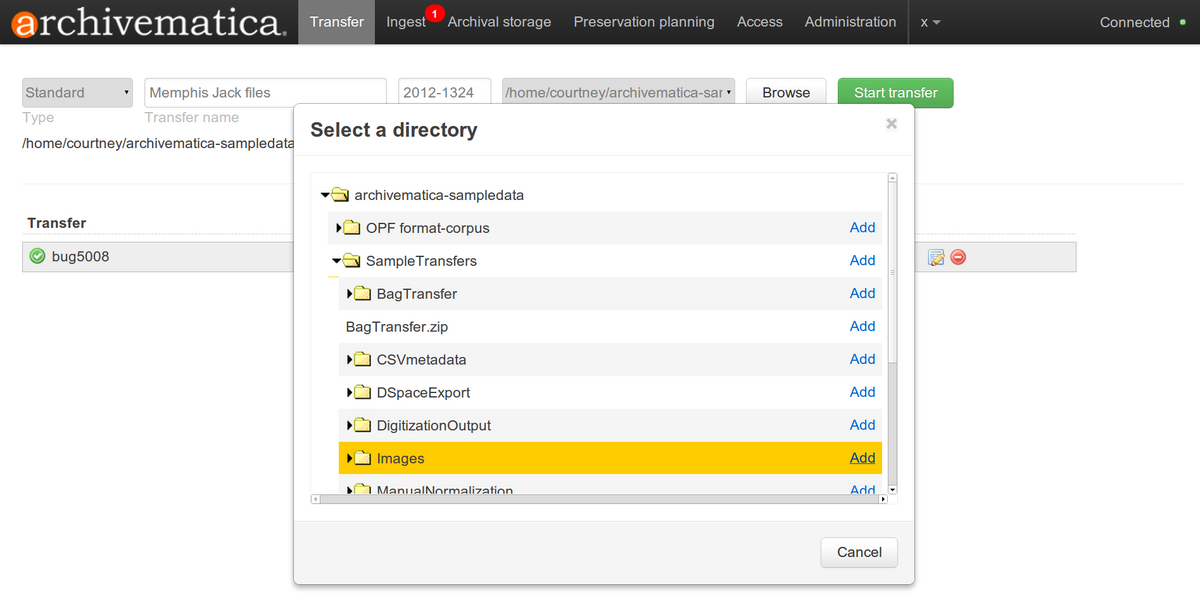 UM transfer - Archivematica